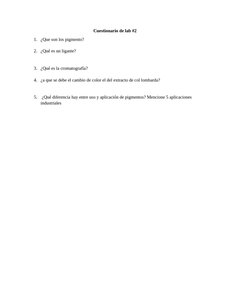 Cuestionario de Lab 2 QMC-204 | PDF