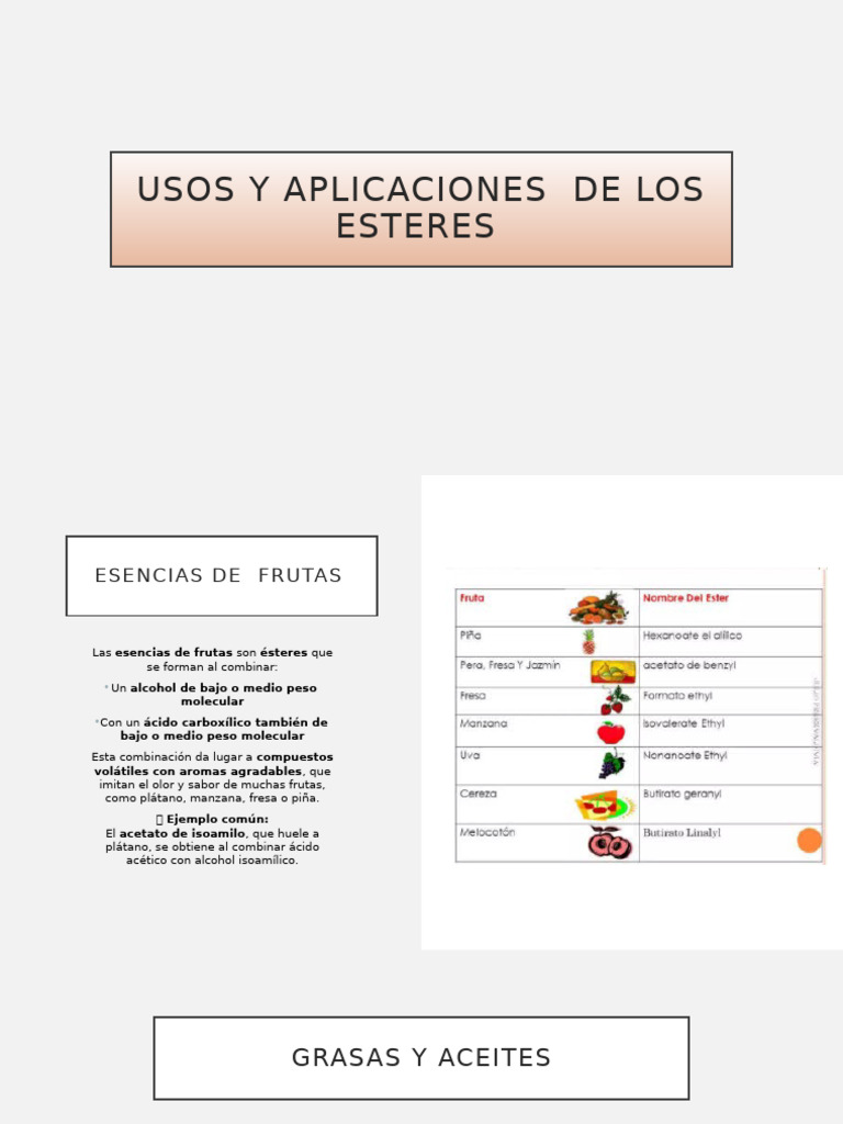 Usos y Aplicaciones de Los Esteres | PDF | Ester | Glicerol