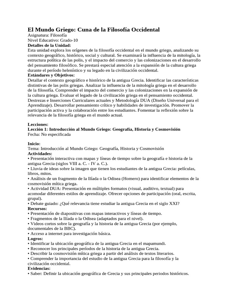 El Mundo Griego y su Filosofía | PDF | Antigua Grecia | Grecia