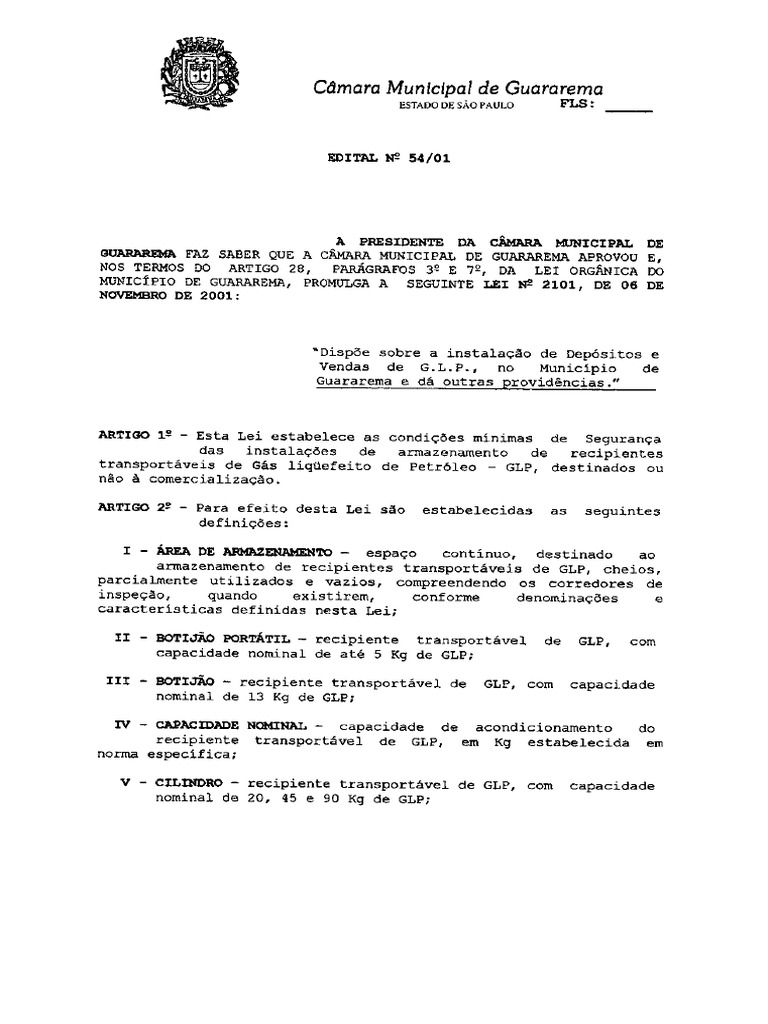 LEI 2101-01 - Dep. Gás | PDF