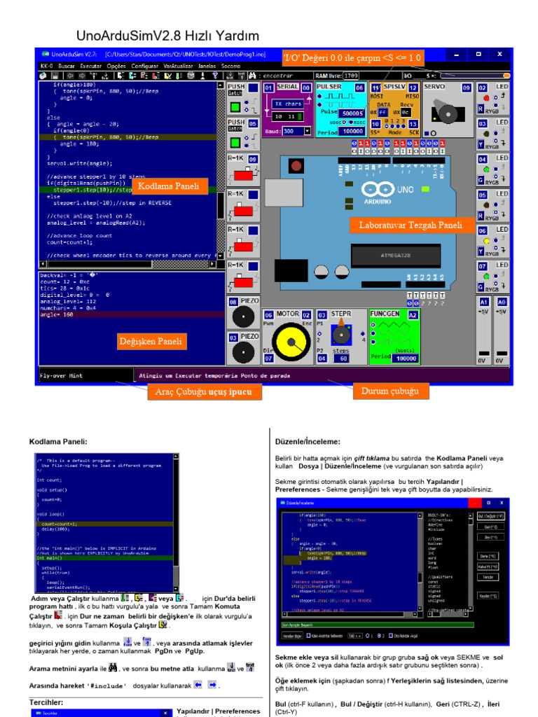 UnoArduSim QuickHelp TR | PDF