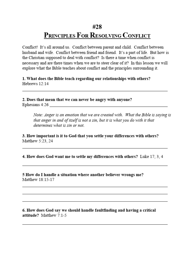 Biblical Principles for Conflict Resolution | PDF | Anger | Forgiveness
