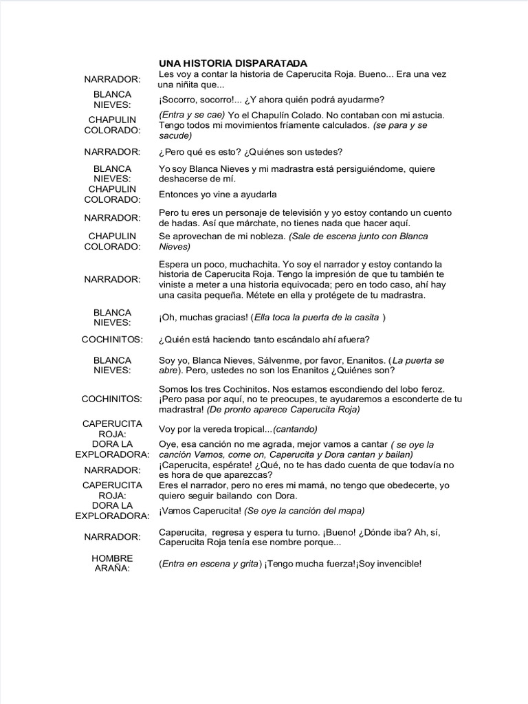 Dokumen - Tips Una Historia Disparatada Guion Teatral | PDF