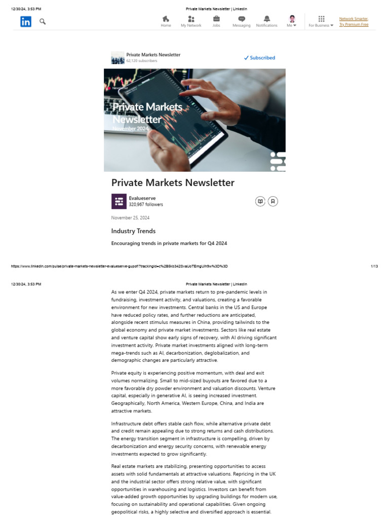 Q4 2024 Private Markets Insights | PDF | Private Equity | Intelligence ...