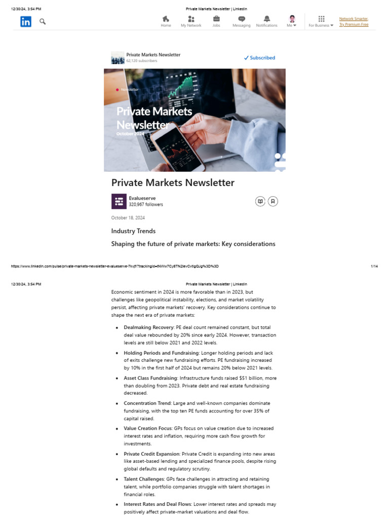 Key Trends in Private Markets 2024 | PDF | Private Equity | Mergers And ...