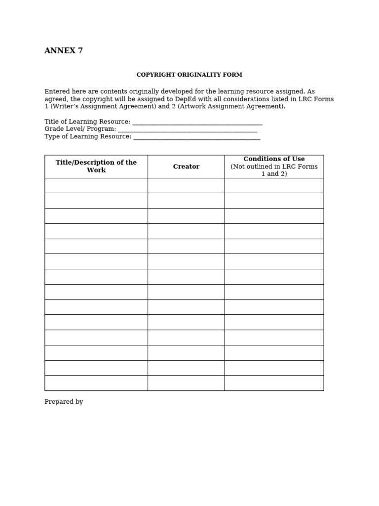 Copyright Originality Form Template | PDF