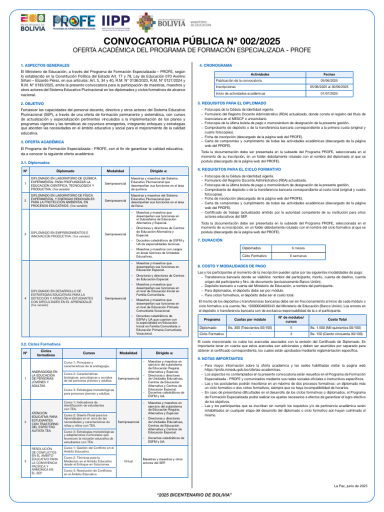 Convocatoria PROFE 002-2025 | PDF | Autismo