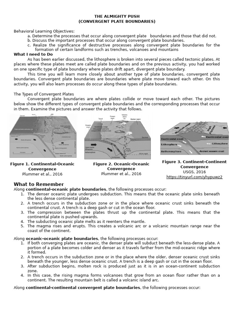 Convergent Boundaries | PDF | Plate Tectonics | Geophysics