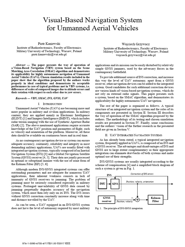 Visual-Based Navigation System For Unmanned Aerial Vehicles-IEEE-2017 | PDF | Inertial ...