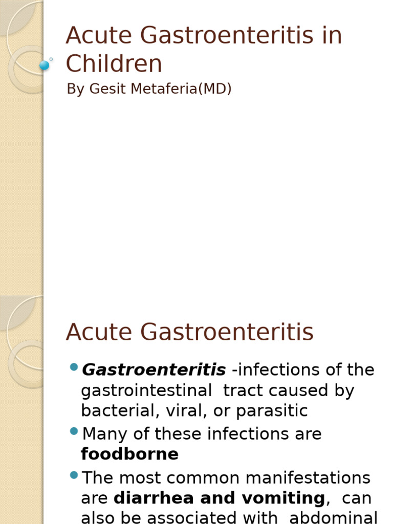 Acute Gastroenteritis in Children: Overview | PDF | Diarrhea | Microbiology