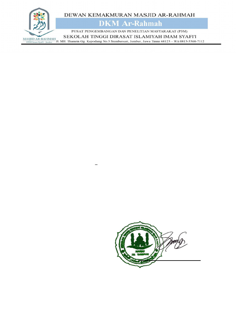 Undangan Sertijab DKM Ar-Rahmah Jember | PDF
