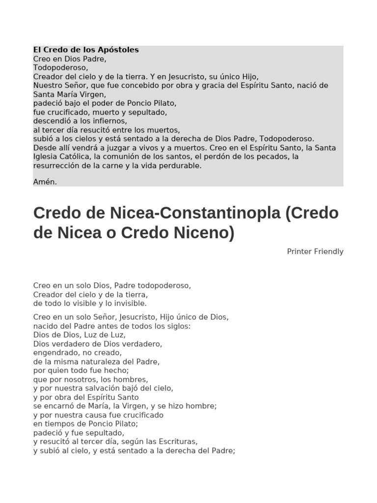 El Credo de Los Apóstoles y Nicea | PDF