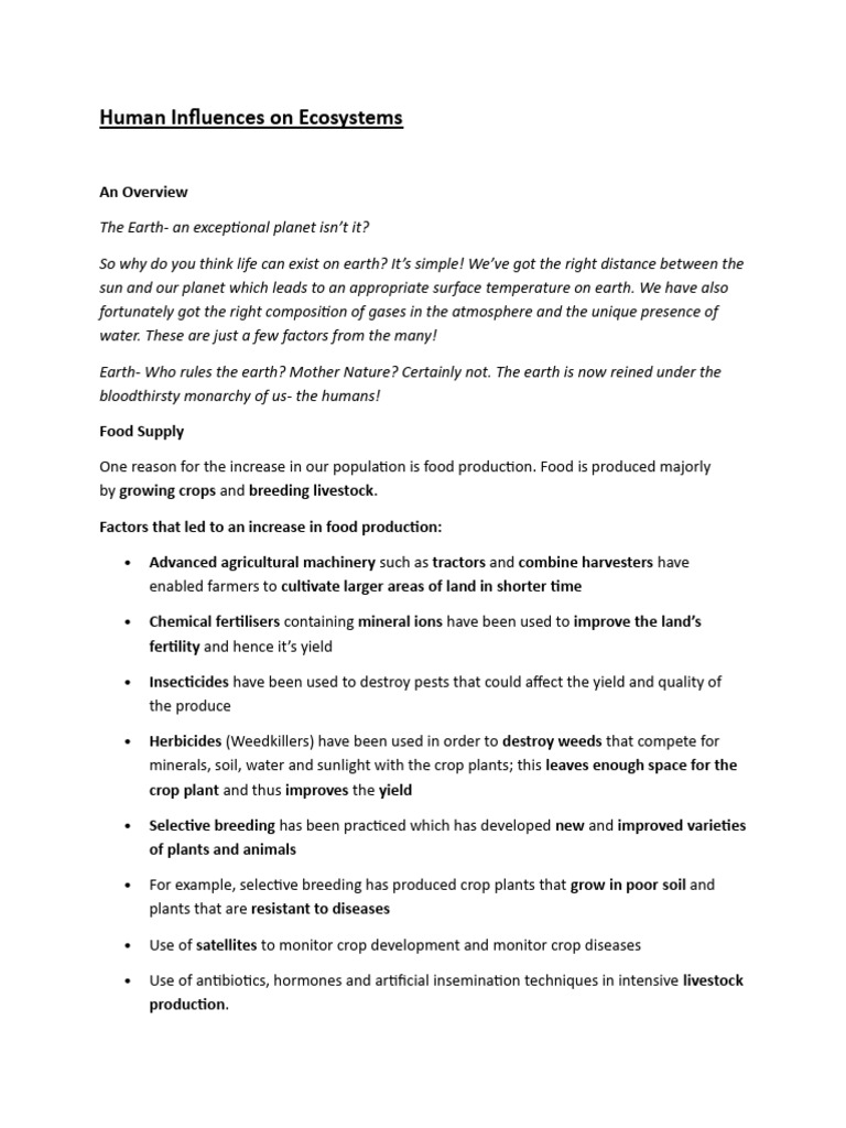 Human Impact on Ecosystems Explained | PDF | Greenhouse Gas ...