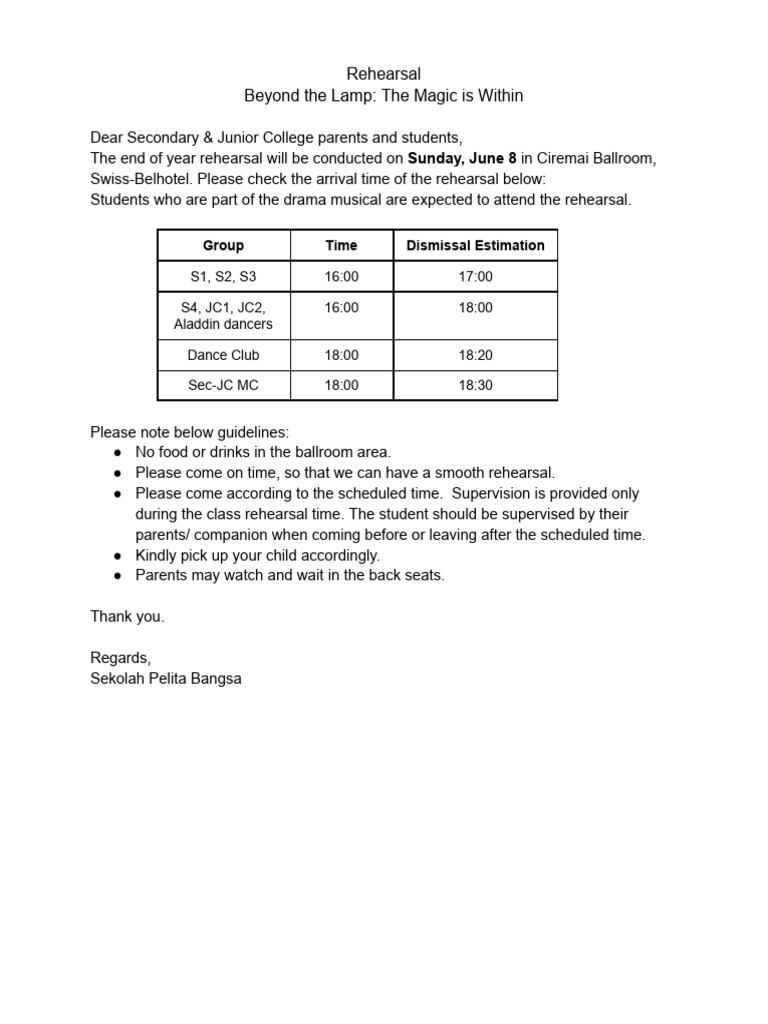 ENG - SEC-JC Rehearsal Letter | PDF