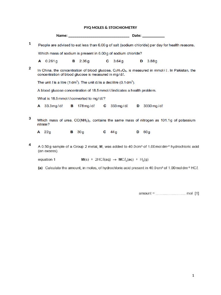 Moles & Stoichiometry | PDF
