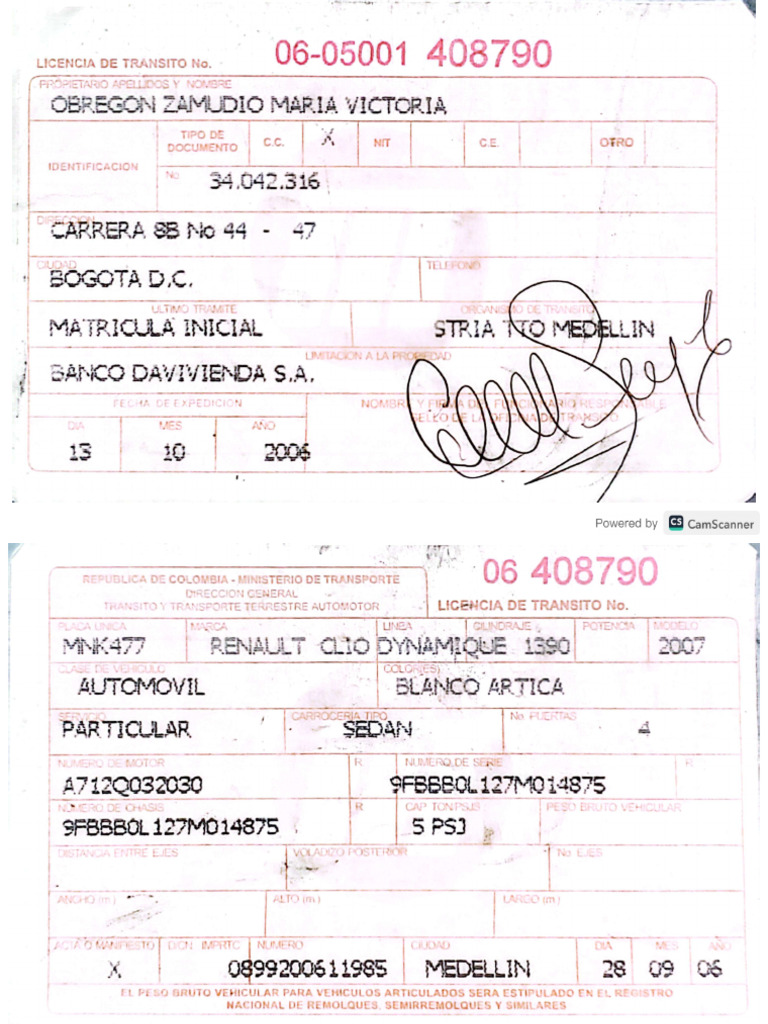 Documentos Carro MNK 477 | PDF