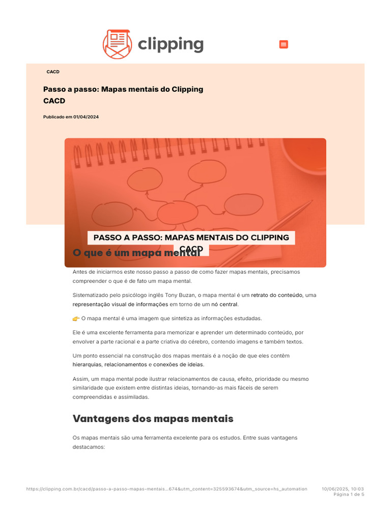 2-Mapas Mentais Do Clipping CACD - Passo A Passo de Como Usar | PDF | Imagem | Aprendizado