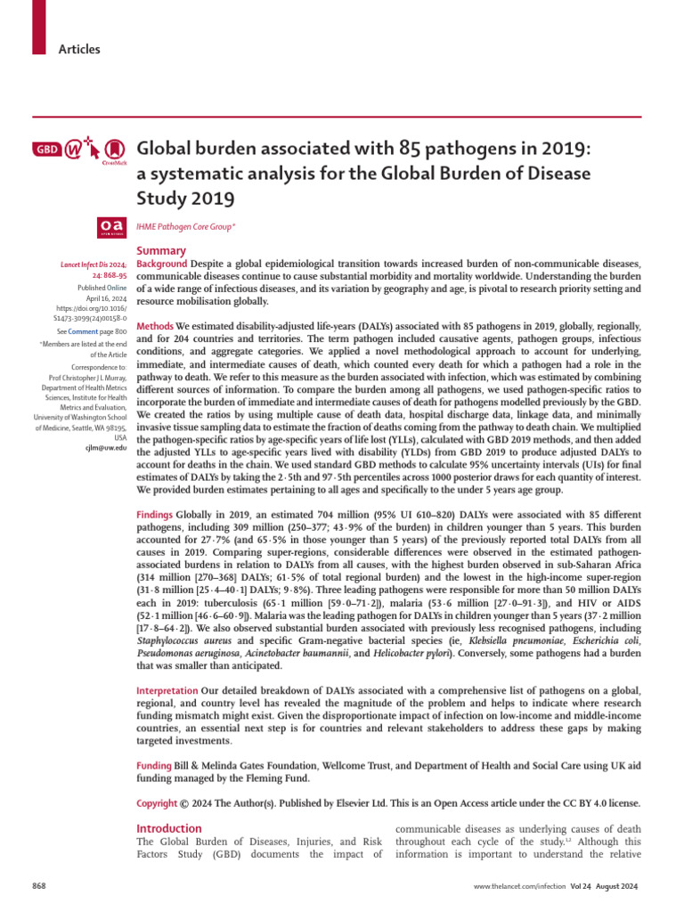 IHME 85 Pathogen | PDF | Infection | Pathogen