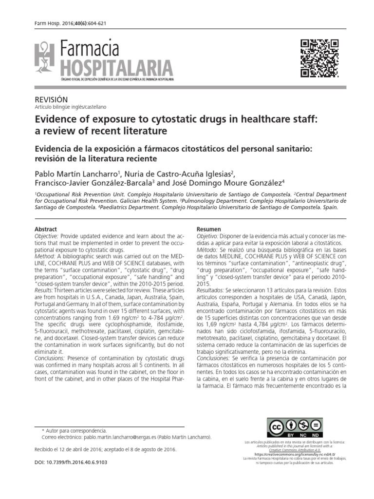 Preventing Cytostatic Drug Exposure Risks | PDF | Chemotherapy | Carcinogen