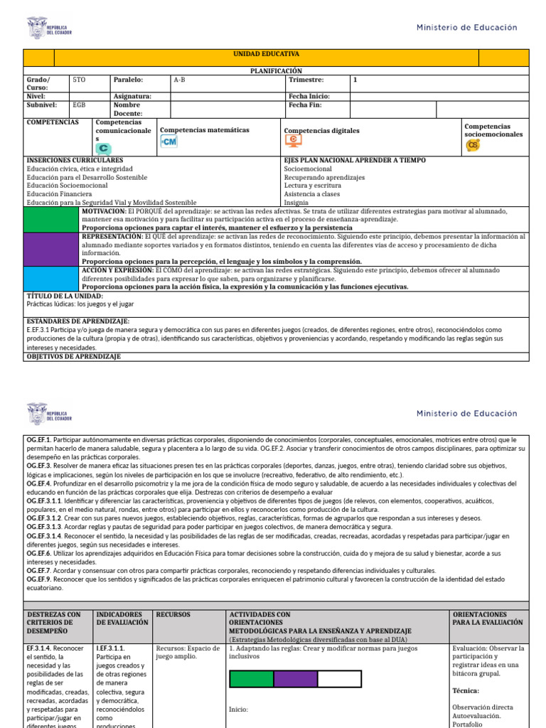 5to 1er Trimestre Eeff | PDF | Aprendizaje | Evaluación
