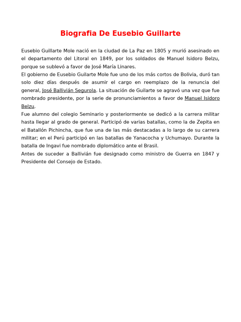 Biografia de Eusebio Guillarte | PDF