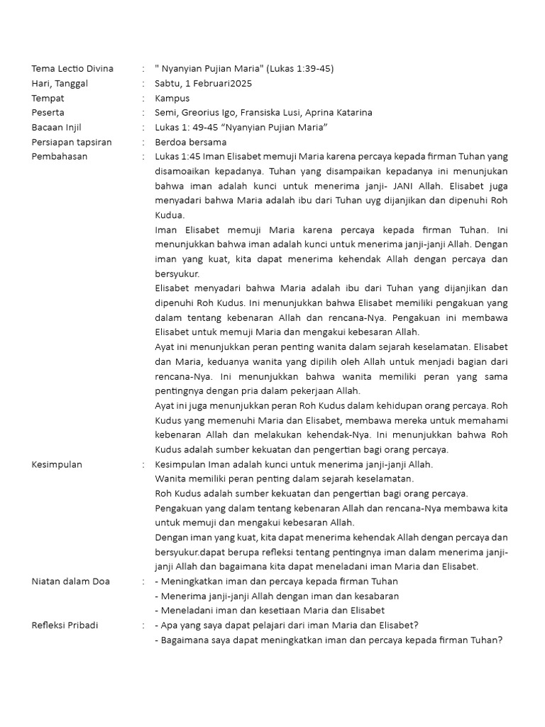 Tema Lectio Divina 3 | PDF