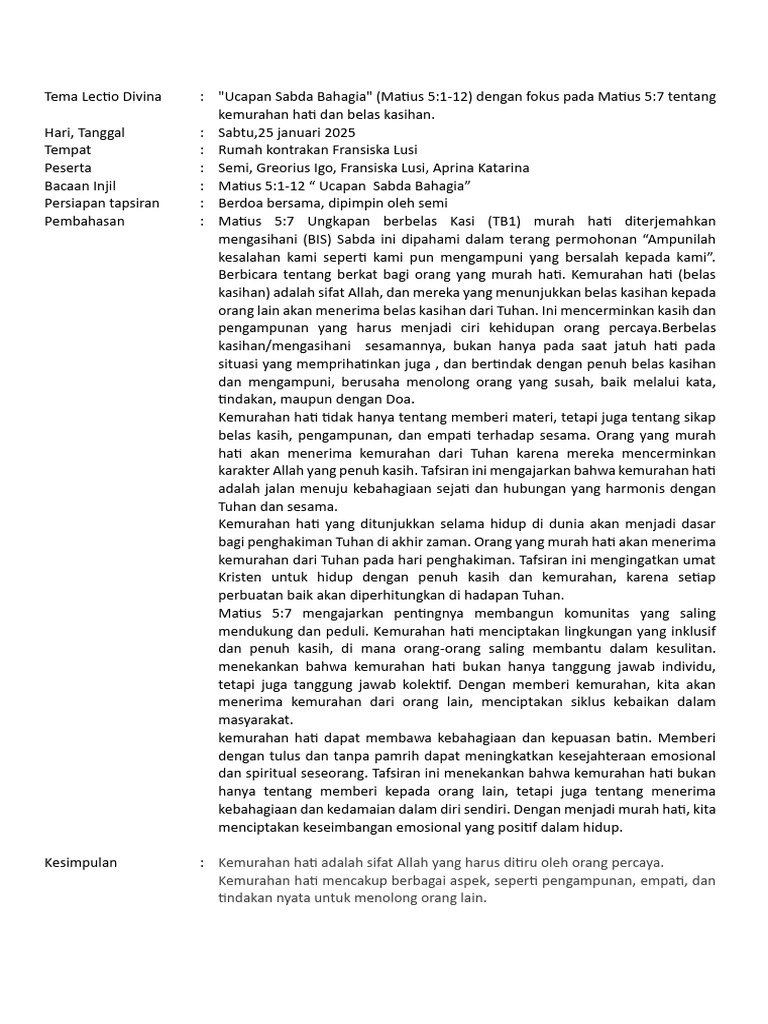 Template Lectio Divina | PDF