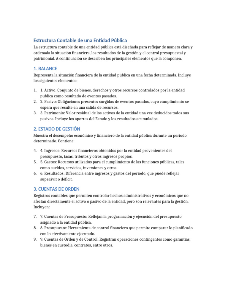 Estructura Contable Entidad Publica | PDF