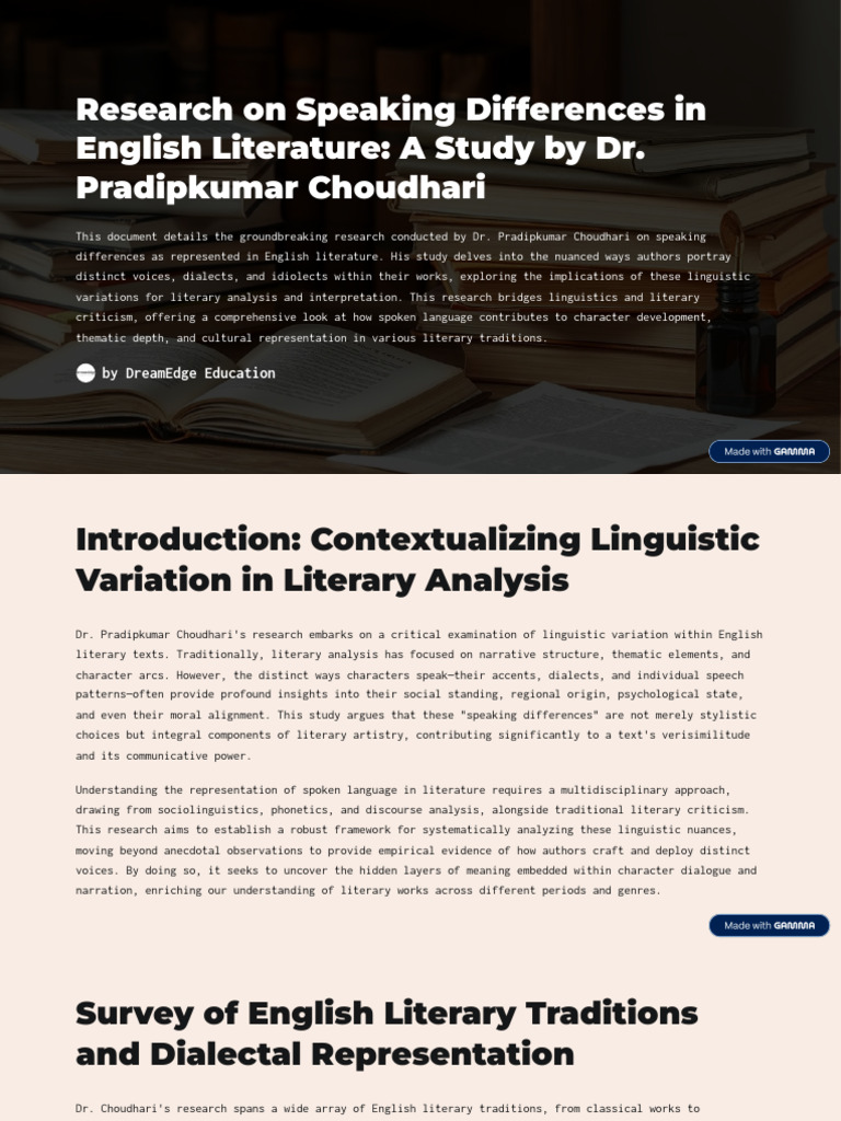 Research On Speaking Differences in English Literature A Study by DR ...