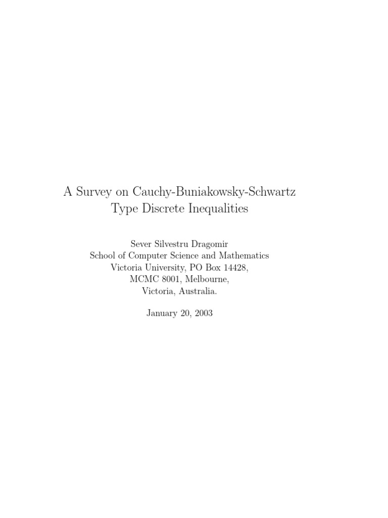 Cauchy-Buniakowski-Schwartz Inequalities | PDF | Inequality ...