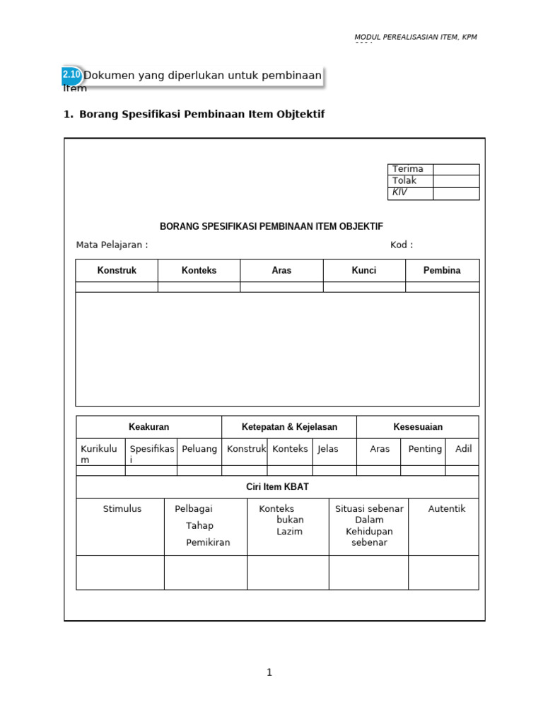 Objektif Borang Edit | PDF