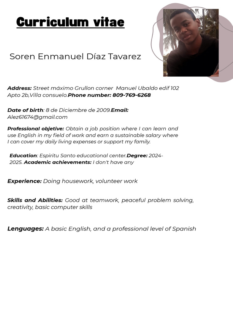 CV in English: Soren Díaz Tavarez | PDF