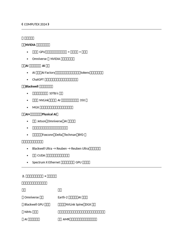 黃仁勳在 Computex 2024 演講 | PDF