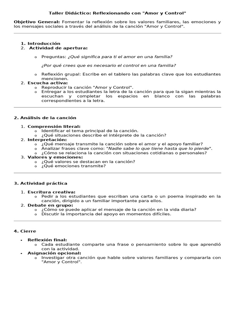 Taller Amor y Control | PDF