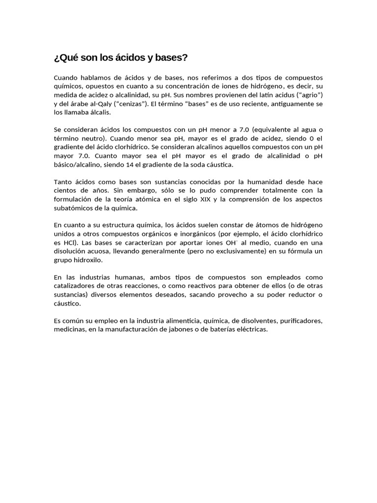 Definición de ácidos y bases | PDF | Ácido | Ph