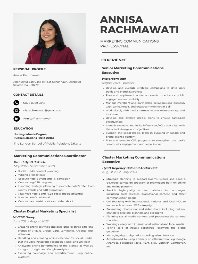 Curriculum Vitae - Annisa Rachmawati | PDF | Marketing Communications | Human Communication