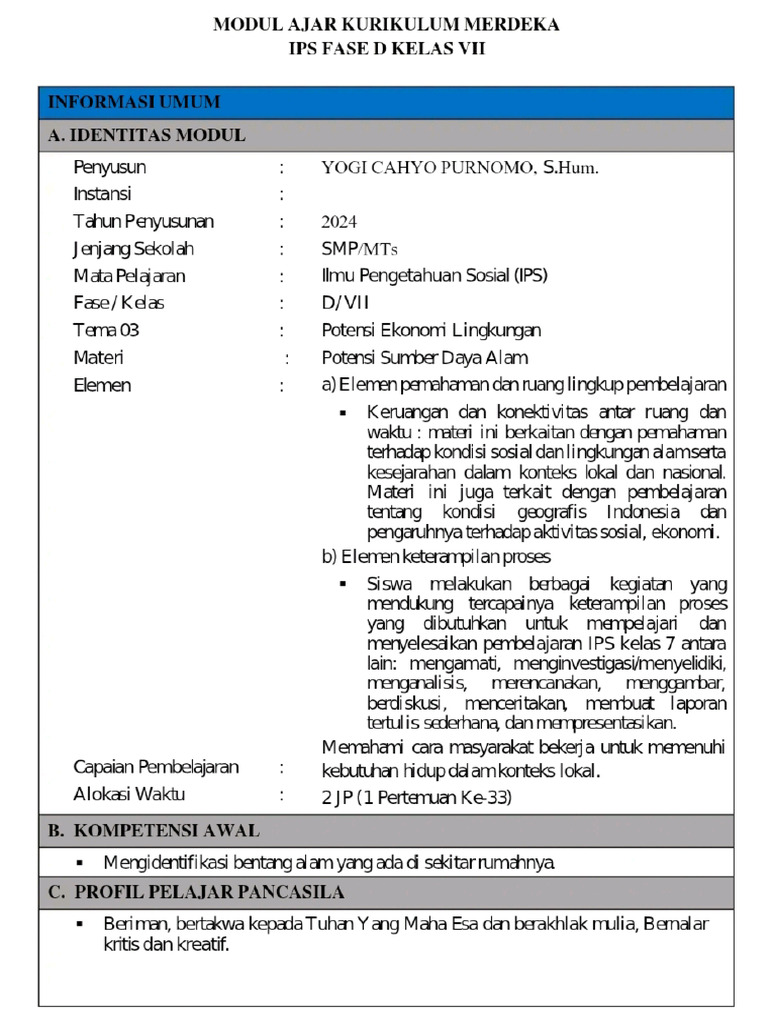 Modul Aja Kurikulum Merdeka | PDF