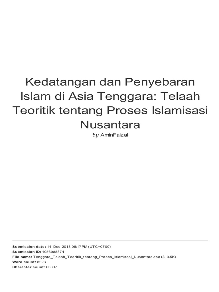 Kedatangan Dan Penyebaran Islam Di Asia Tenggara - Telaah Teoritik ...