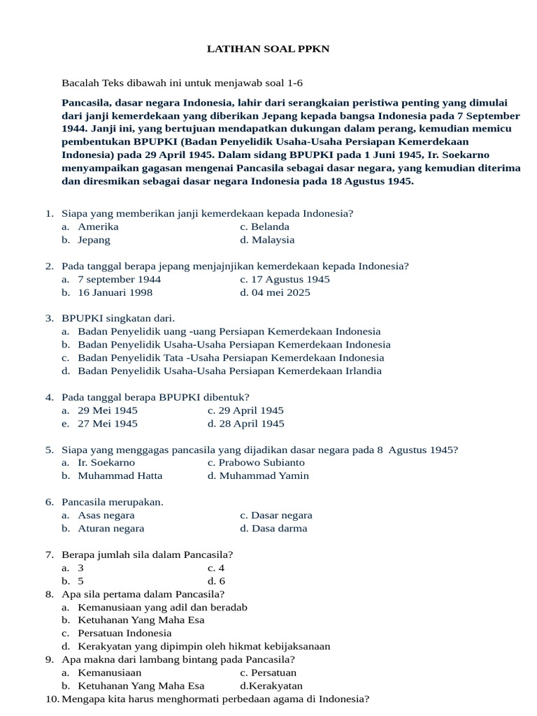 Latihan Soal Uas PPKN Feroz | PDF
