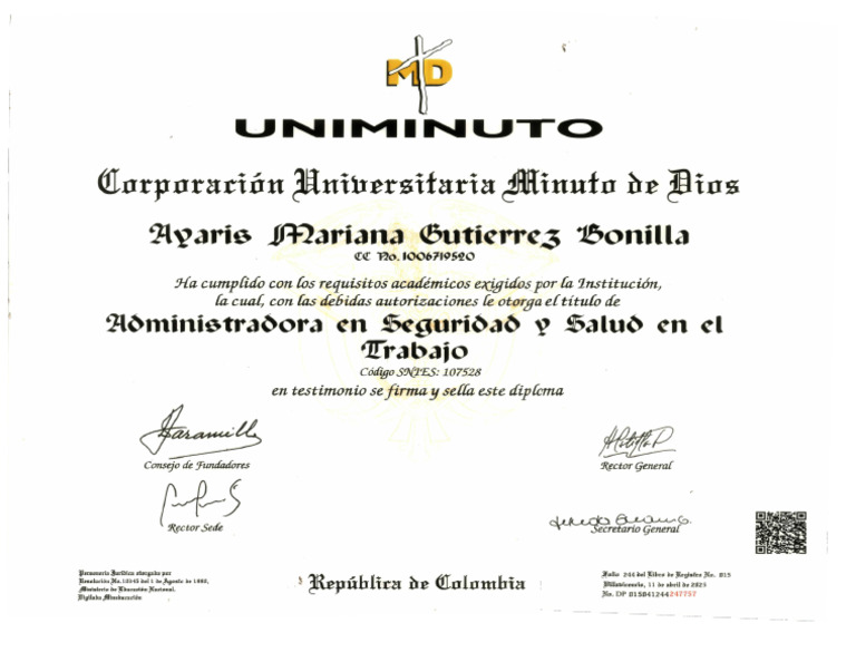 Diploma Uniminuto | PDF