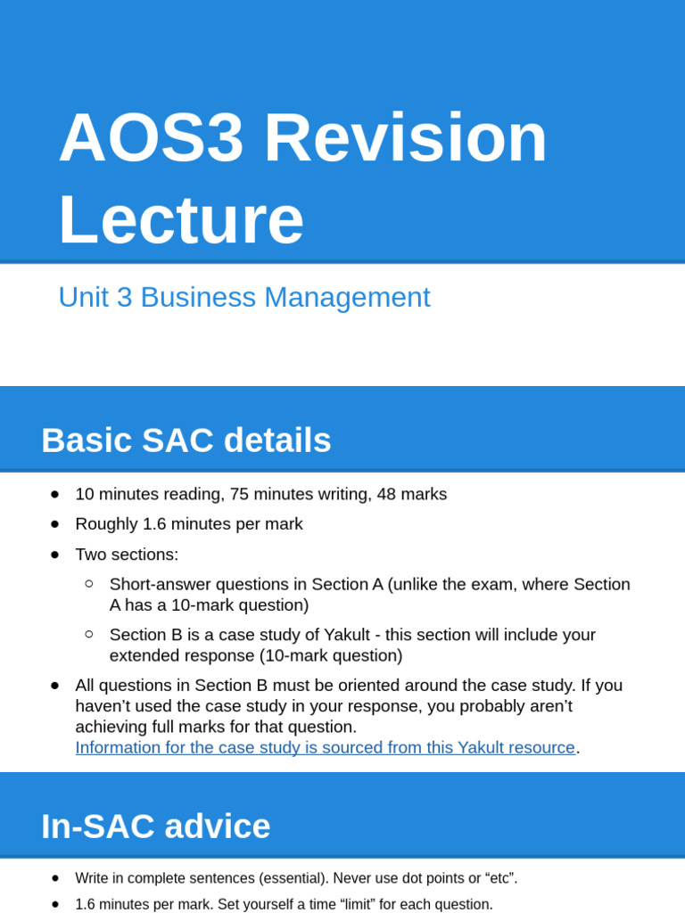 Unit 3 AOS 3 BM Revision Slides - Operations Management | PDF | Lean ...