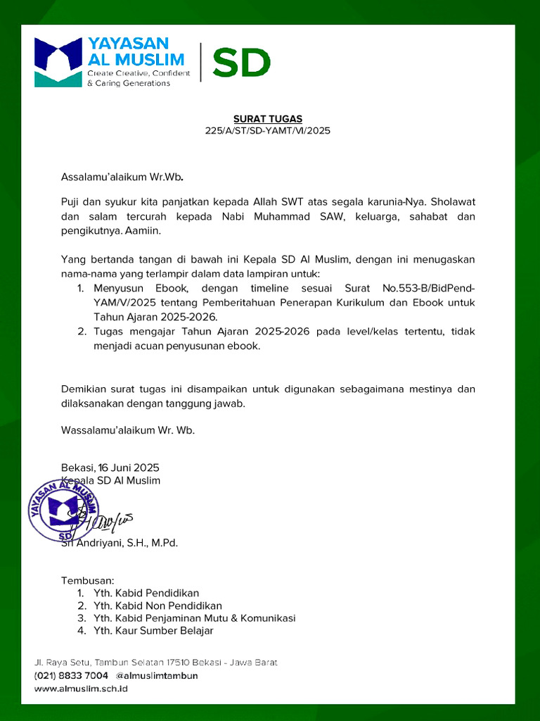 Revisi - Surat Tugas Penyusunan Ebook Semua Mapel - SD - Ta 2526 | PDF