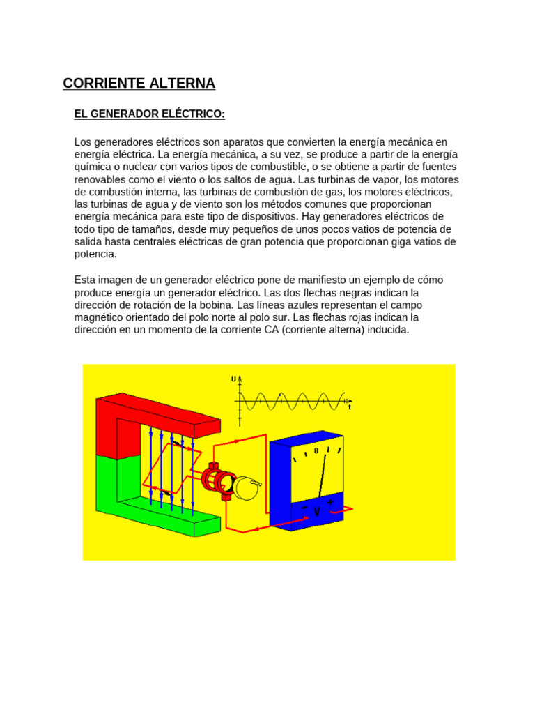 1.definicion Corriente Alterna | PDF | Generador eléctrico | Corriente ...