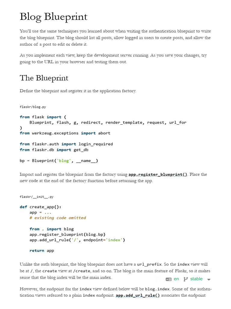 Blog Blueprint - Flask Documentation (3.1.x) | PDF | Internet | World Wide Web