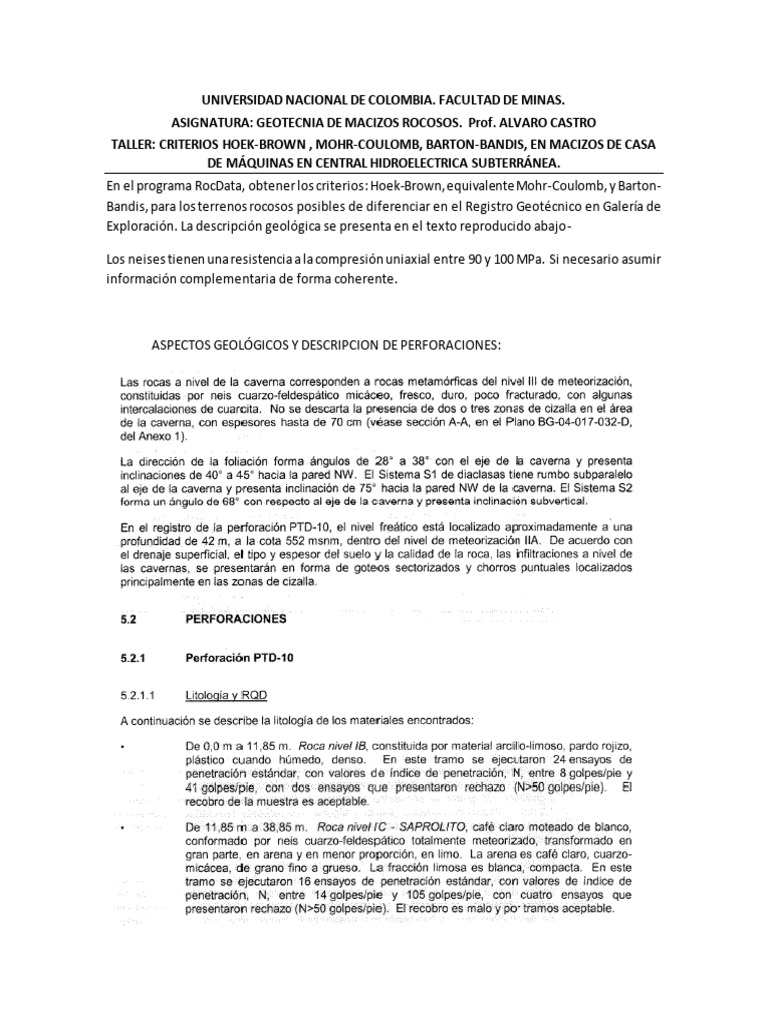 Taller Rocdata Hoek Brown Barton Bandis | PDF