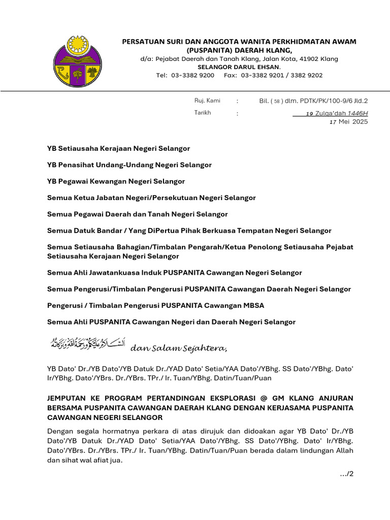 Surat Jemputan Program Wow 2025 | PDF