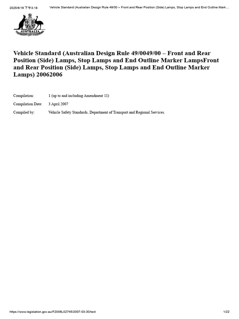 Australian Design Rules (ADR) 4900 | PDF | Headlamp | Power Supply