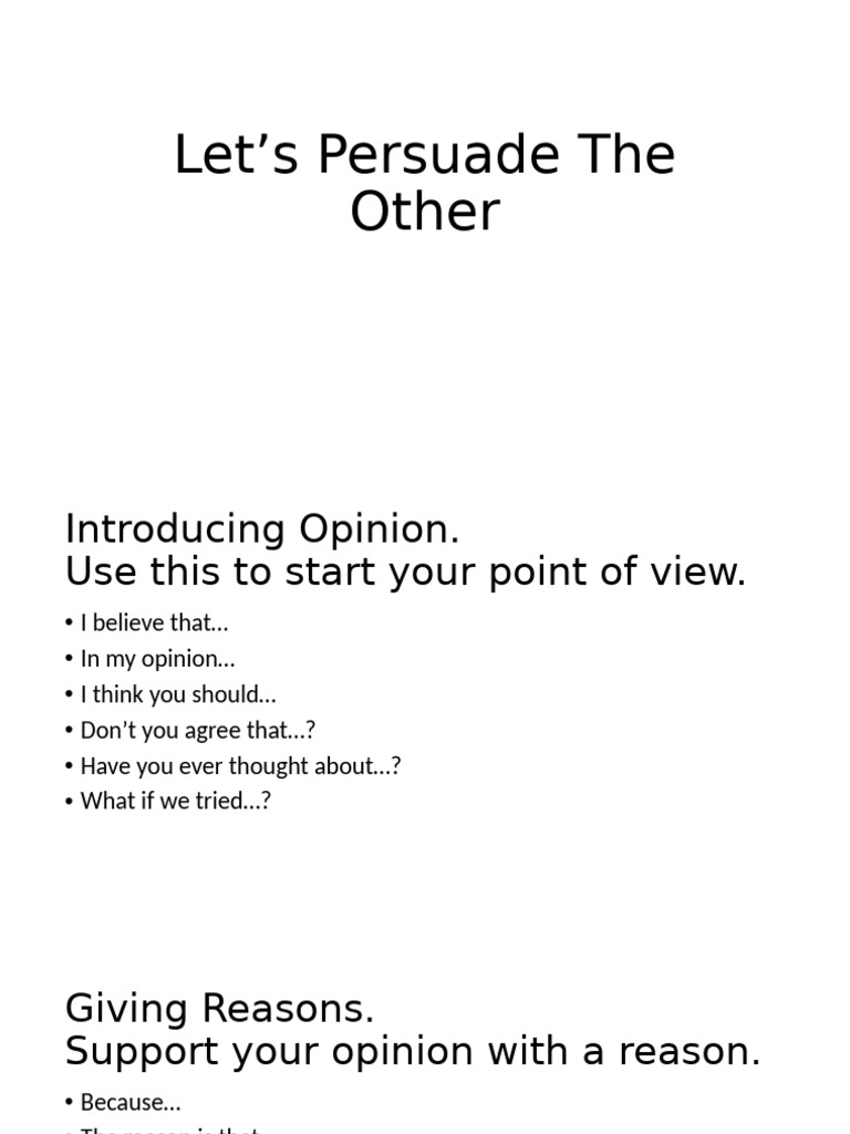 Let's Persuade The Other | PDF
