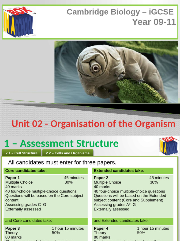 Unit 02 - Organisation of The Organism | PDF | Chloroplast | Cell (Biology)