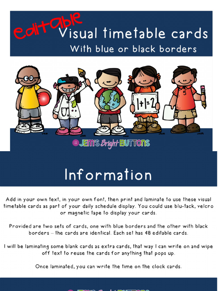 Editable Visual Timetable Schedule-1 | PDF